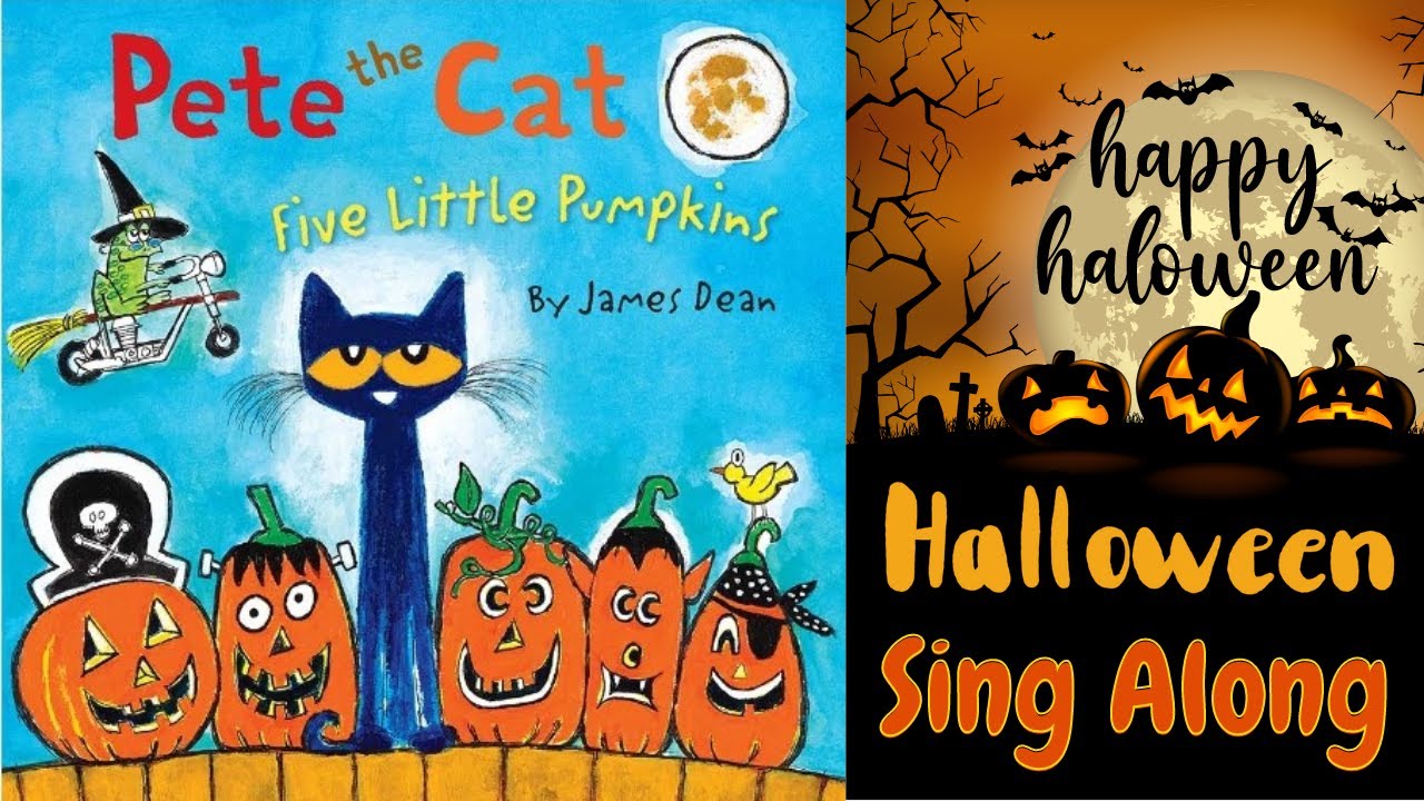 Five little pumpkins | Animated Pete The Cat | Halloween Kids Song ...