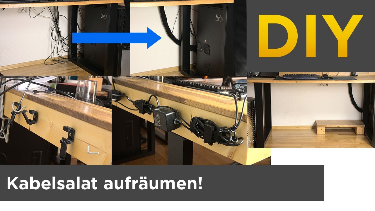 Kabelsalat am Tisch aufräumen - Kabelschlauch und Klemmen um Kabel zu ...