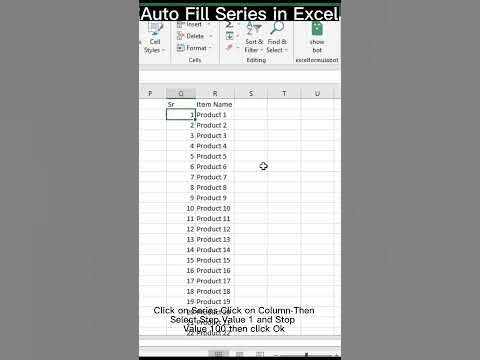 How to create Auto Fill Series in Excel Using Fill option| Excel ...