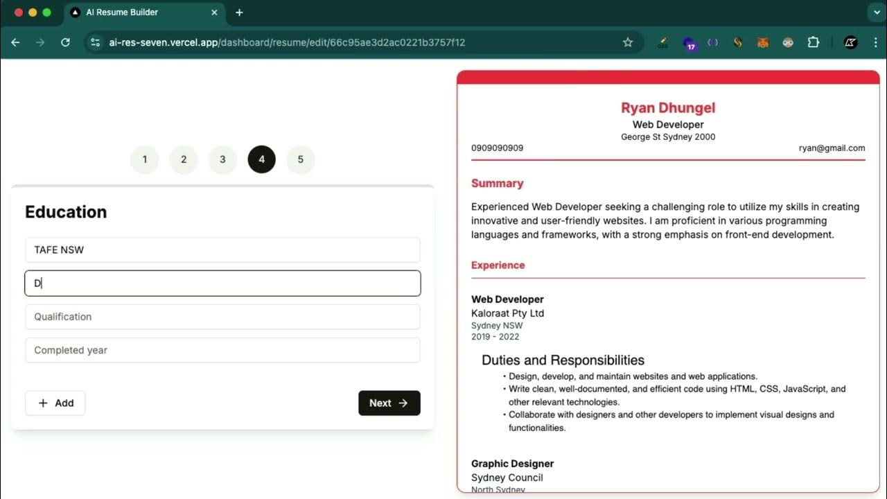 AI Multi Step Resume Builder - React NextJs ShadcnUI MongoDB Course Intro - YouTube