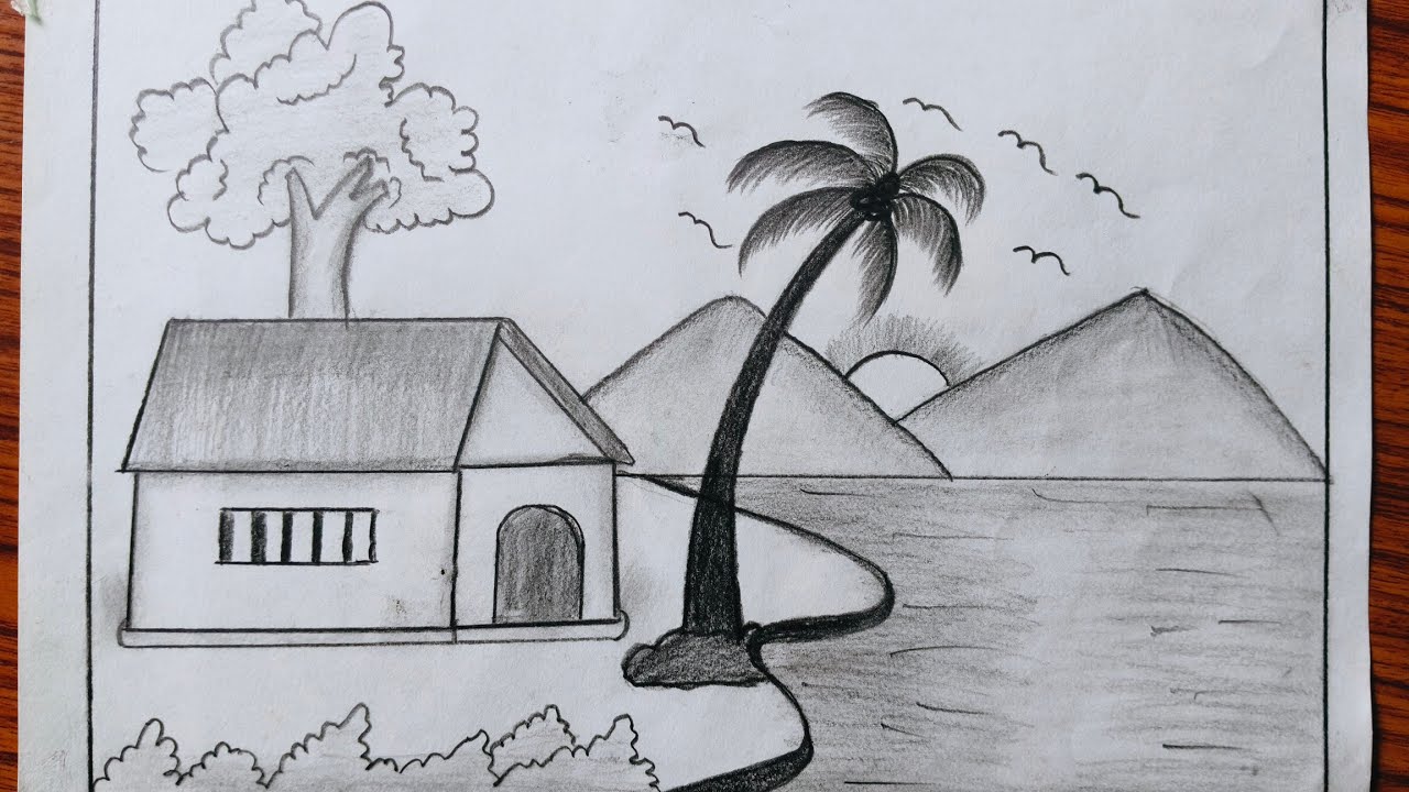 Nature😱scenery🥰drawing with pencil easy techniques | acche acche ...