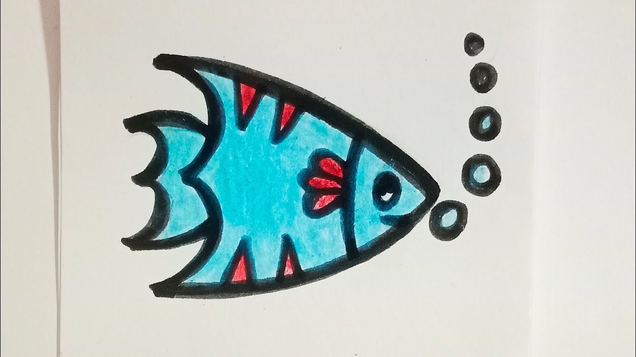 How to draw Fish 🐟# easy to draw Fish 🐟 with plastic crayons for kids ...