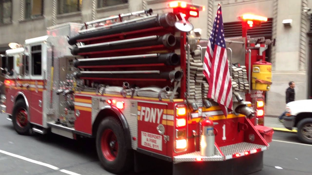 FDNY ENGINE 1 RETURNING TO QUARTERS ON WEST 31ST STREET IN MIDTOWN ...