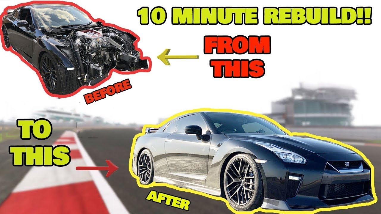 Rebuilding a WRECKED Salvage 2017 Nissan GTR in 10 Minutes! like THROTL ...
