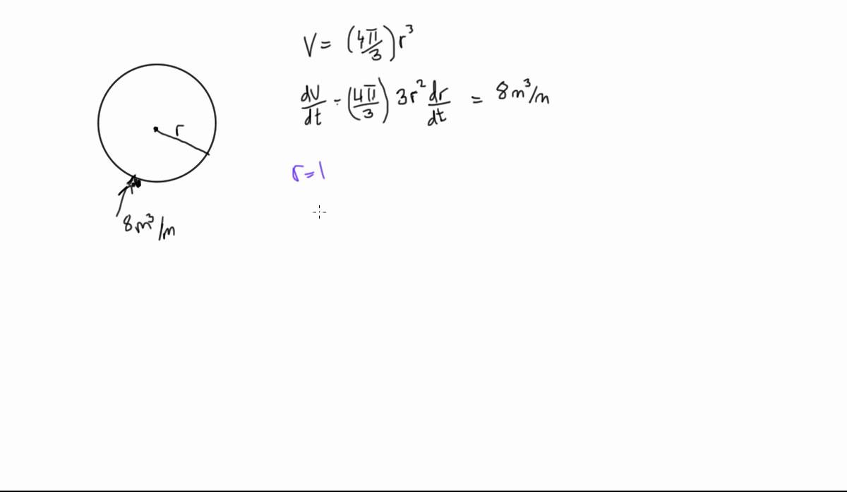 Related rates: A balloon fills with a gas - YouTube