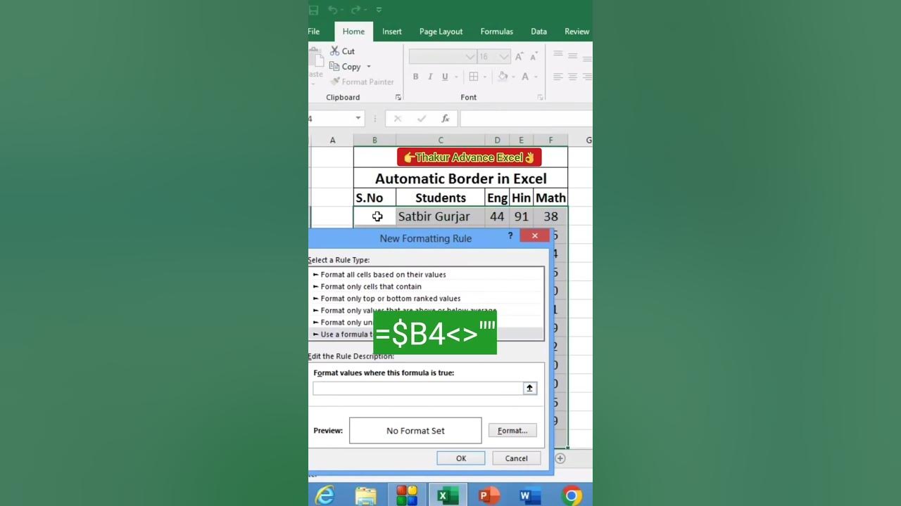 Automatic border in excel#Shorts video#Advance Trick#Thakur Advance Excel - YouTube