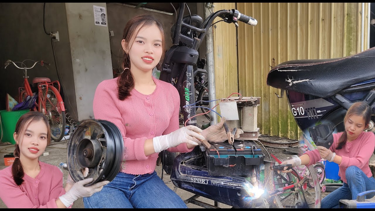 Motorcycle repair. Join the girl to repair and restore the dead battery ...