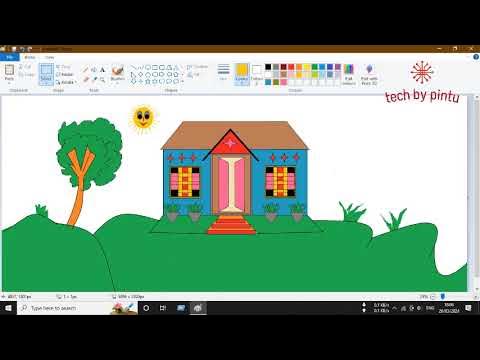 How to Simple house Dwaing Ms paint on computer ..Simple house Dwaing ...