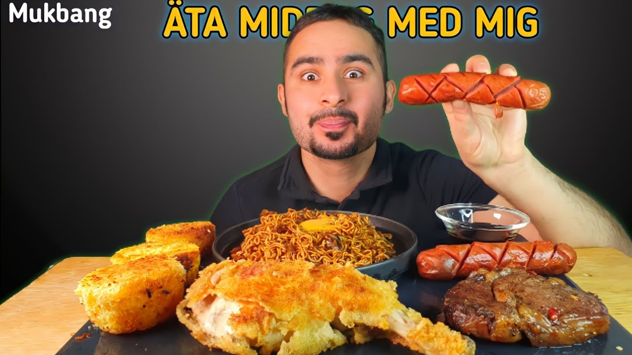 EAT DINNER WITH ME : SPICY NOODELS, FRIED CHICKEN, ENTRECOTE, POTATO ...