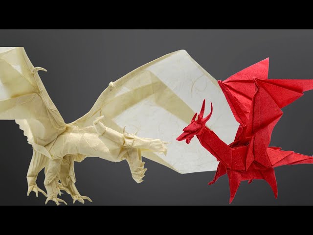 Origami Darkness Dragon Crease Pattern Handmade Red Paper Origami