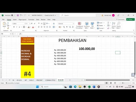 ID & DD ( fungsi dari increase decimal dan decrease decimal ) excel pemula - YouTube