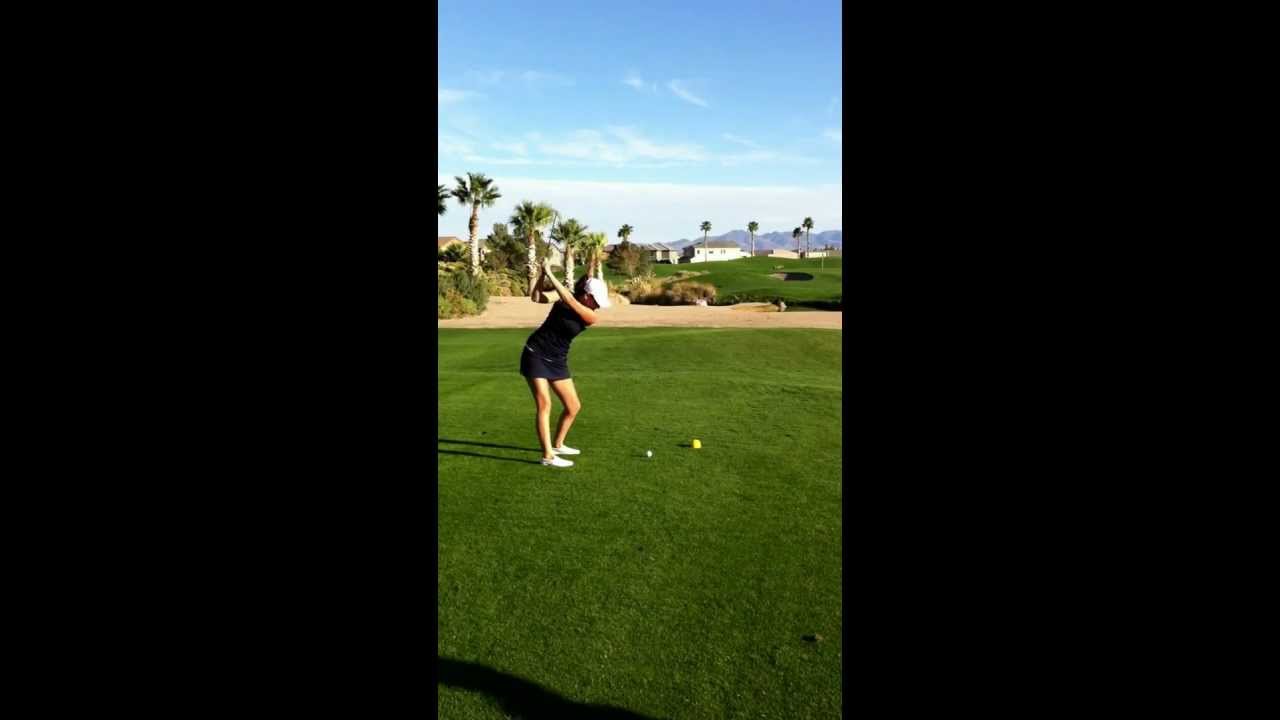 Hot Cart Girl's AMAZING Golf Shot (Gotta see this one) - YouTube