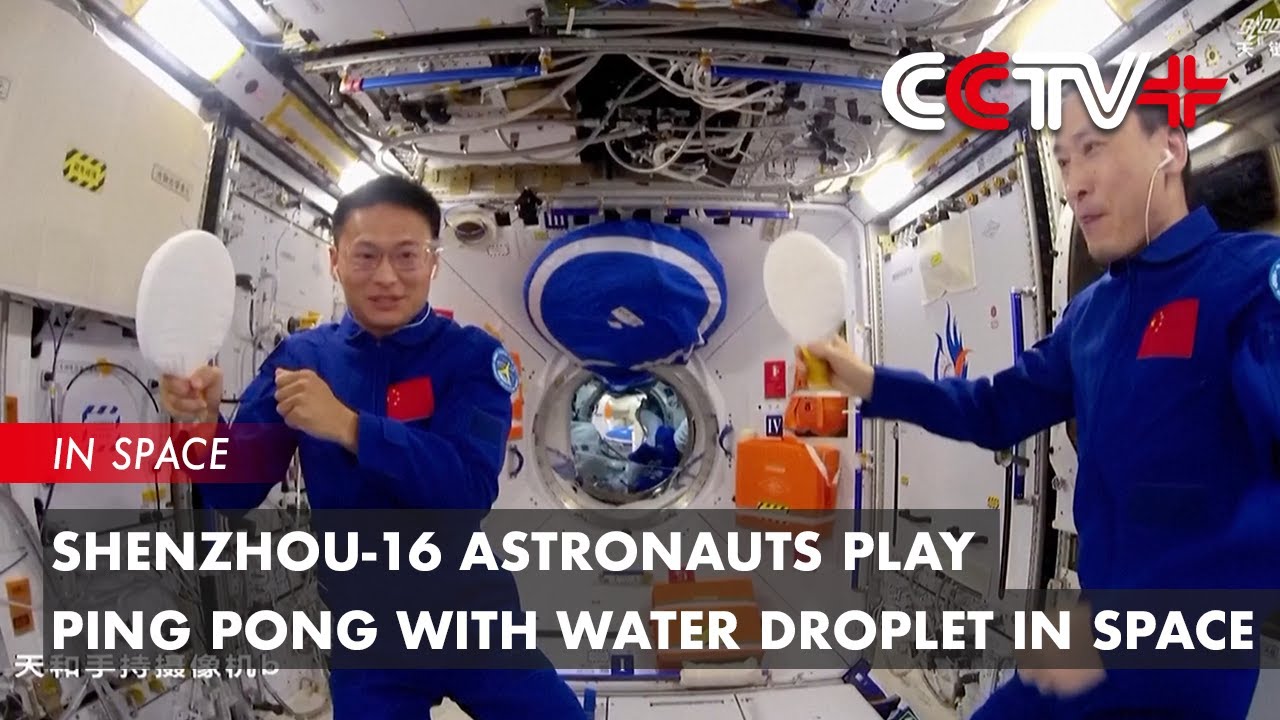 Shenzhou-16 Astronauts Play Ping Pong with Water Droplet in Space - YouTube