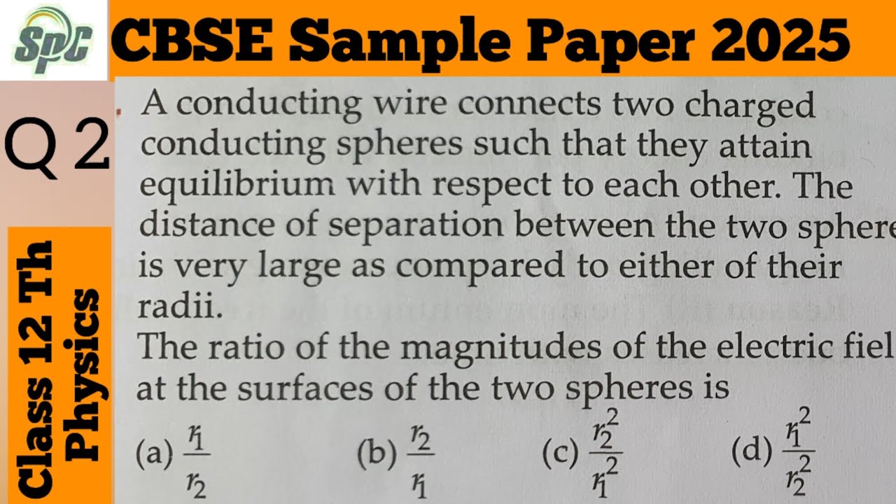 Q2 A conducting wire connects two charged conducting spheres such that ...