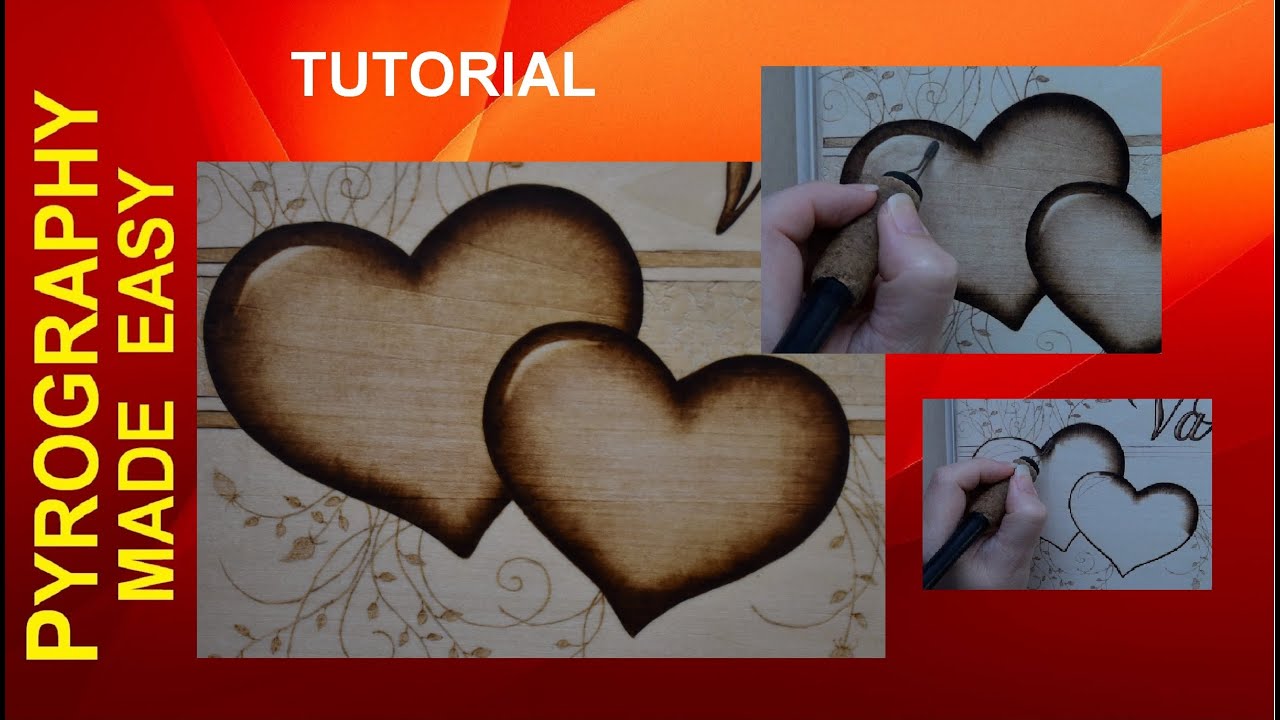Wood Burning - TWO HEARTS - pyrography burning tutorial - YouTube