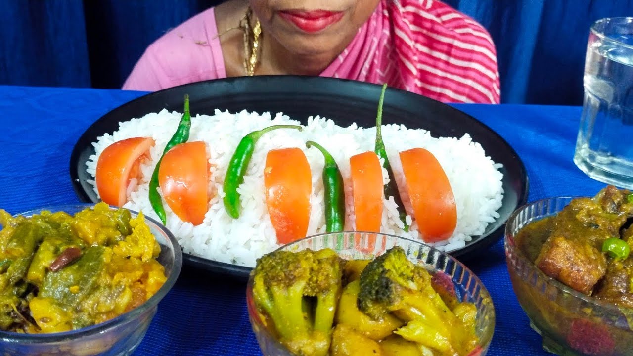 eating show।।ricem।niramish sabji।।katal mach।।alu ful kofir Rosa ...