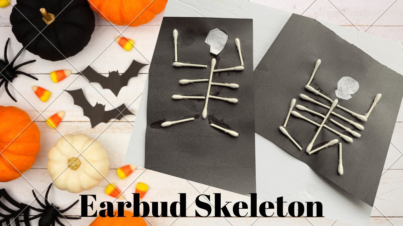 DIY Earbud Skeleton- Kids Halloween 🎃 Craft #halloween # ...
