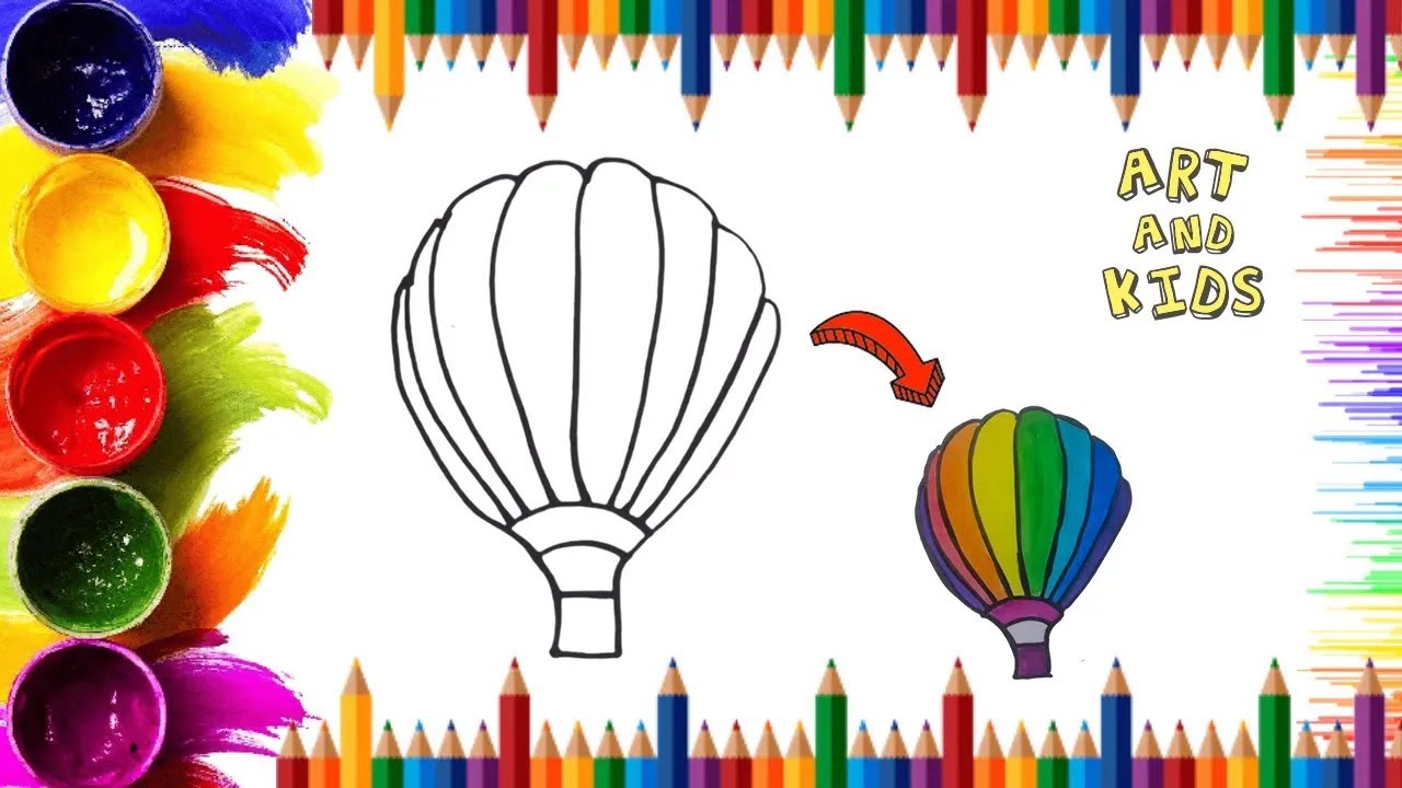 How to draw hot air balloon step by step Drawing easy Art for kids ...