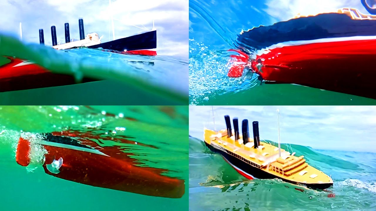 Cardboard ship RMS Lusitania, model of the liner caught in a storm ...