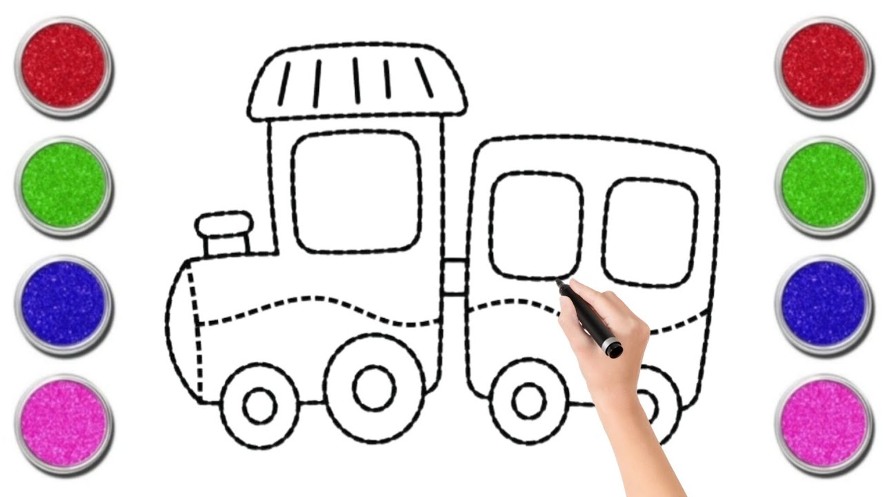 Kid Toy Train 🚂 Easy Drawing, Panting & Colouring for Kids and Toddlers ...