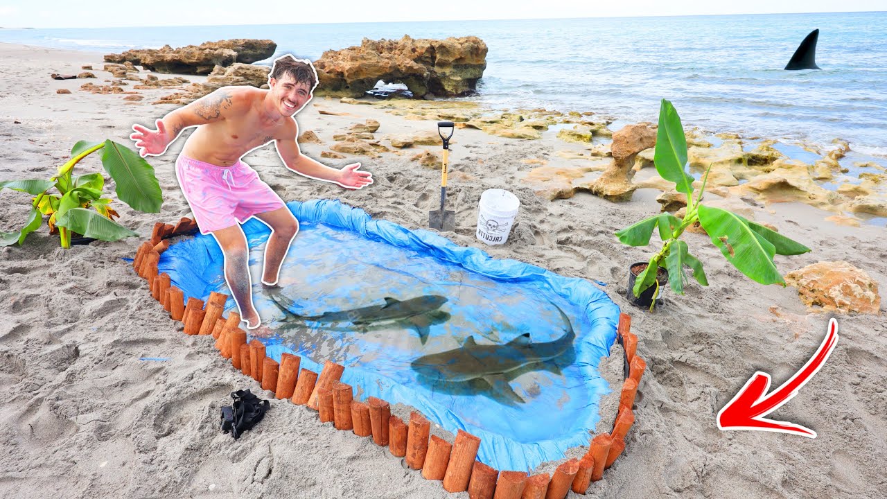 BUILDING MASSIVE SALTWATER BEACH POND ! - YouTube