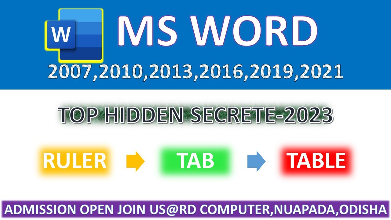 #MS Word Hidden Secrete-2023| How To Use Ruler ,Tab Stop Setting & Create Leader In MS Word-2021 ...