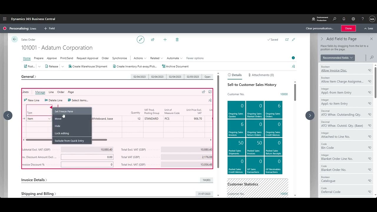 Quick Entry Fields in Business Central - YouTube