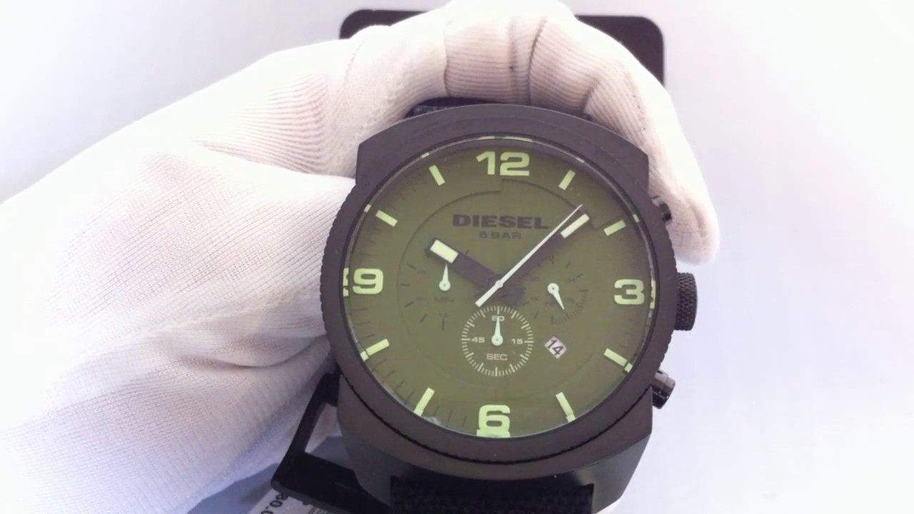 Men's Diesel Chronograph Olive Dial Watch DZ4194 - YouTube