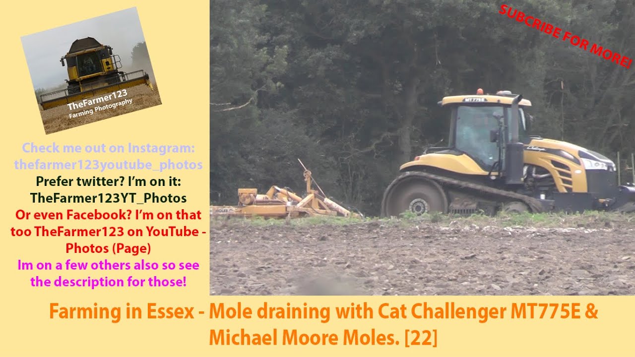 Farming in Essex - Mole draining with Cat Challenger MT775E & Michael ...