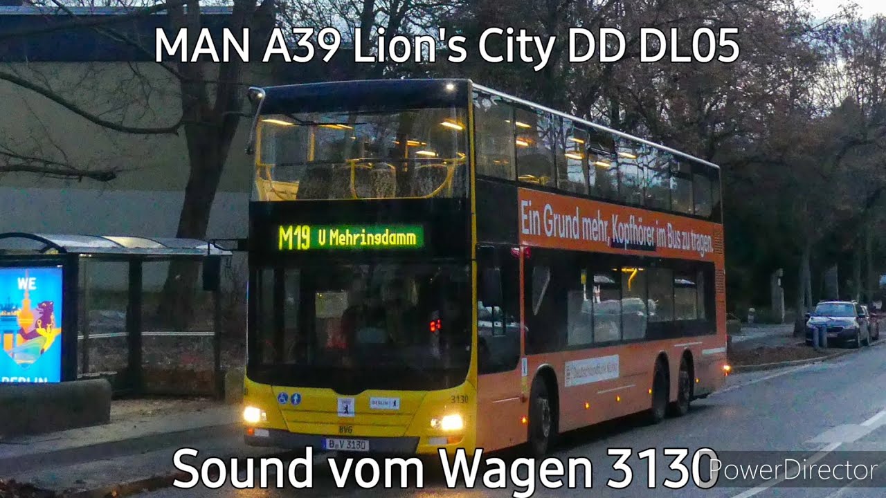[Sound] - MAN A39 Lion's City DD ND313 DL05 - 3130 - Linie M19 BVG ...