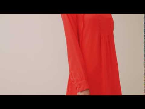 Muna Chiffon Modest Muslim Tunic Dress - Coral