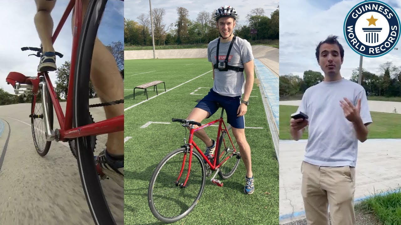 Farthest distance cycling no handed with one leg in one hour - Guinness ...