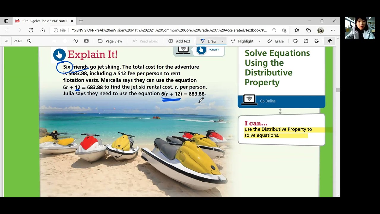 EnVision Grade 7 Accelerated Pre-Algebra 6-3: Solve Equations Using the ...