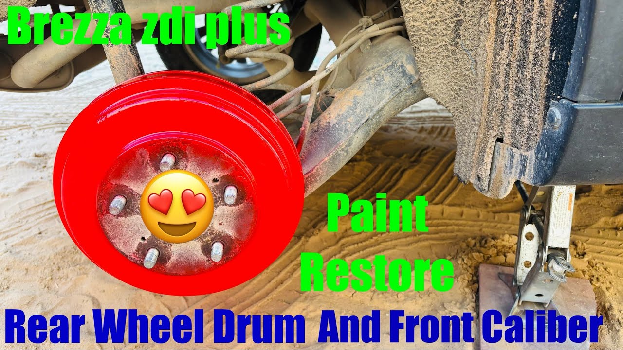 Car wheel rear drum and front wheel caliber rad paint restore working ...