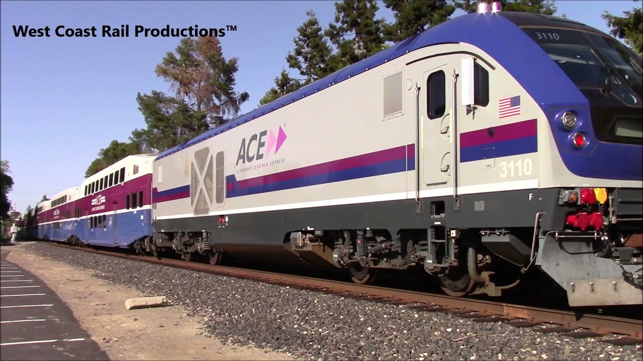 [HD] Eastbound ACE Trains at Pleasanton with New Charger Locomotives ...
