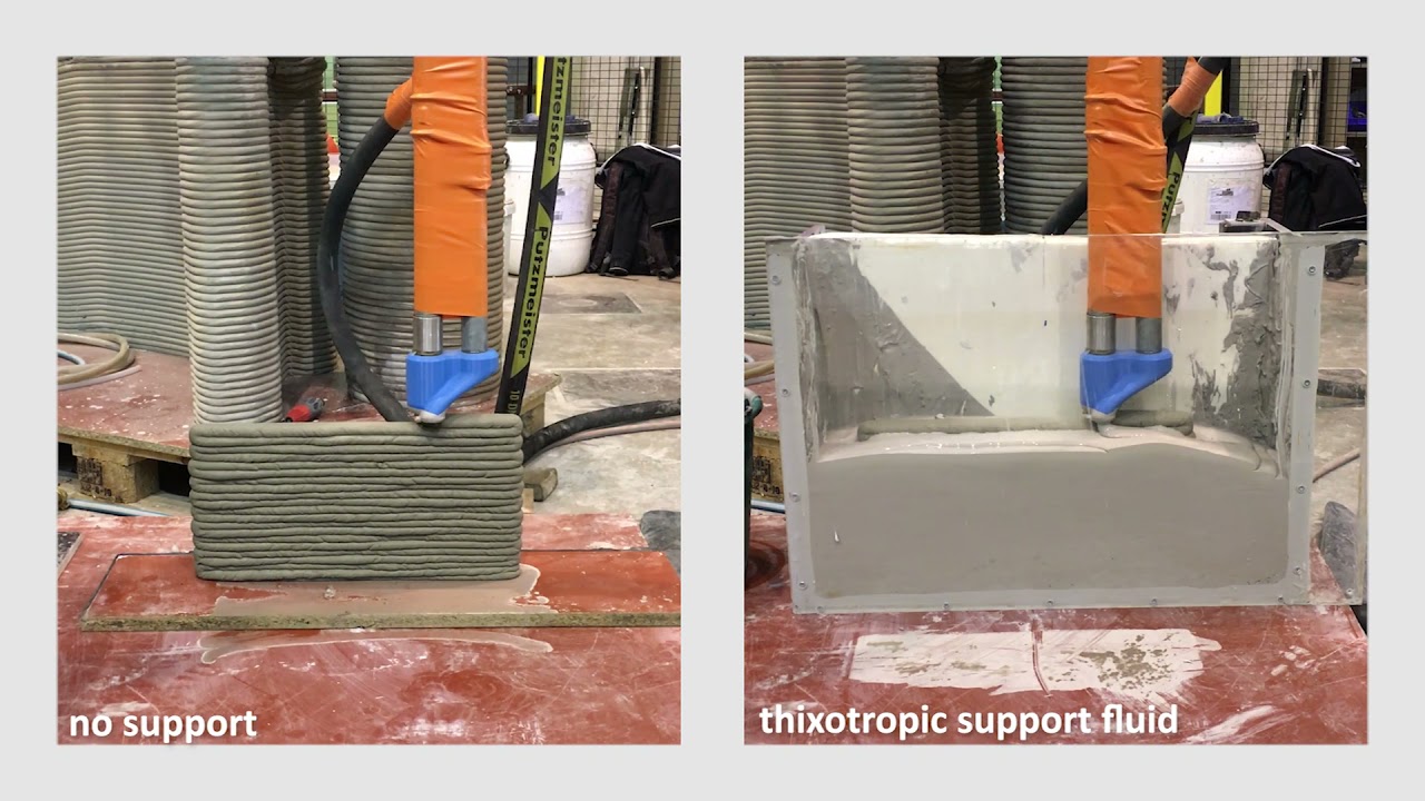 3D concrete printing with a thixotropic support fluid - YouTube