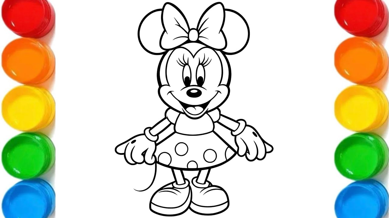 How to Draw Minnie Mouse|Easy step by step Cute Glittery Minnie Mouse ...