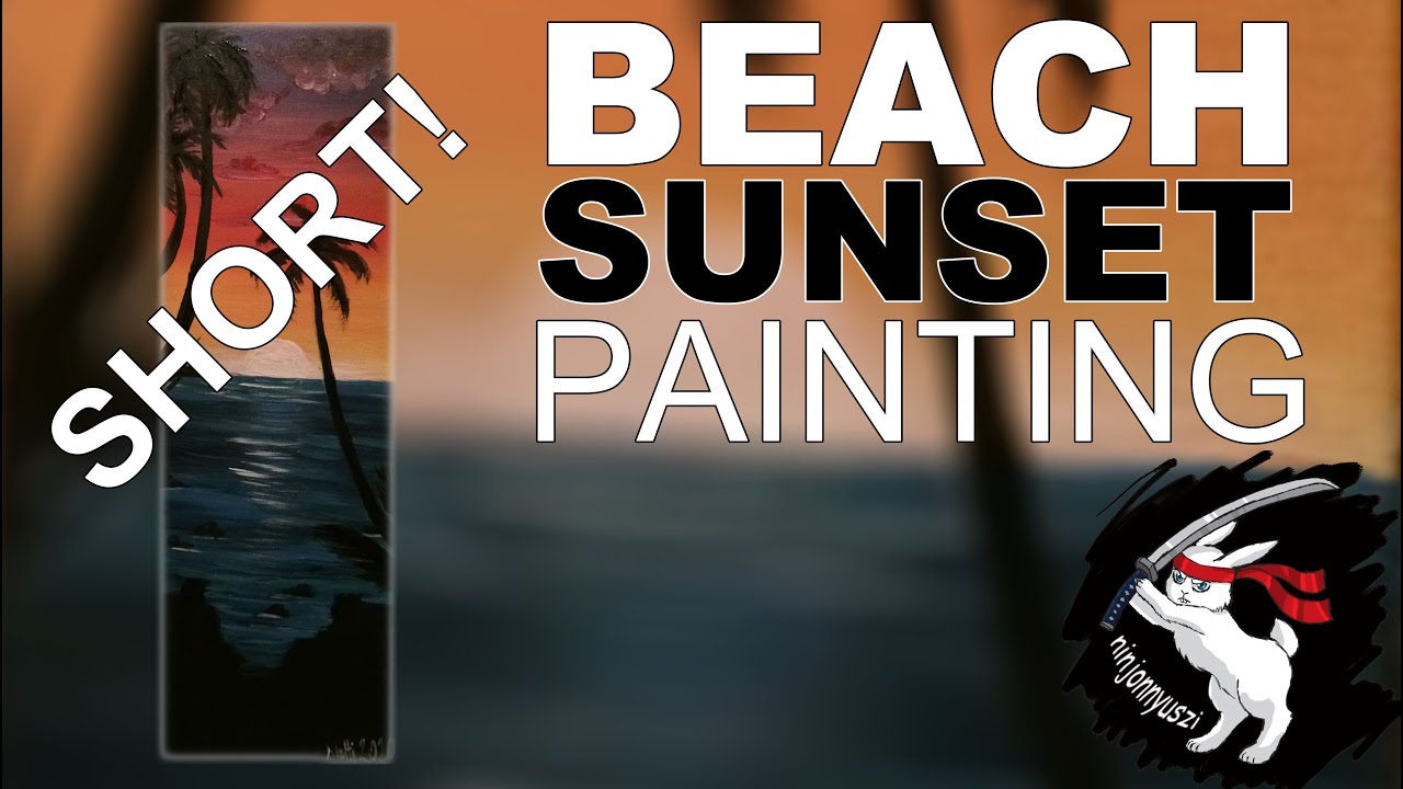 BEACH SUNSET 🏖🌅🌴 acrylic painting on long canvas 🎨 by Ninjon-chan 🐇💙 ...