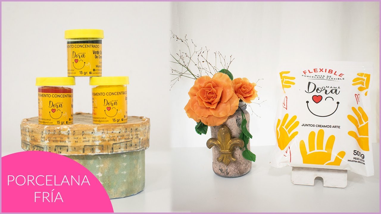 Paso a paso: modelado ROSA Y HOJAS en Porcelana Fría / Mamá Dora ...