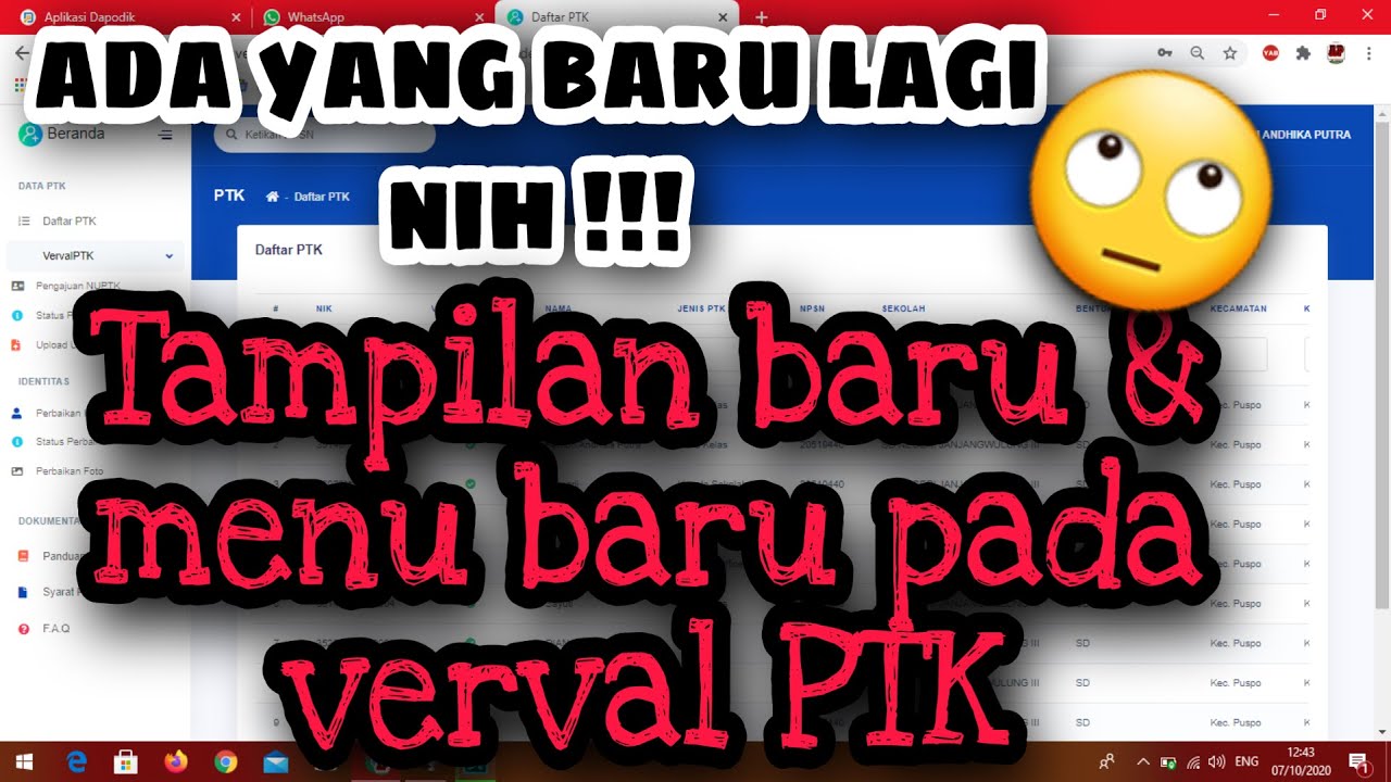TAMPILAN BARU DAN MENU BARU PADA VERVAL PTK DAPODIK 2021| GAK USAH ...