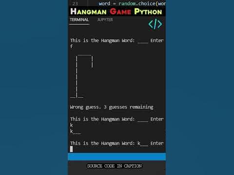 Hangman game Using Python#programming #coding #webdevelopment #python - YouTube