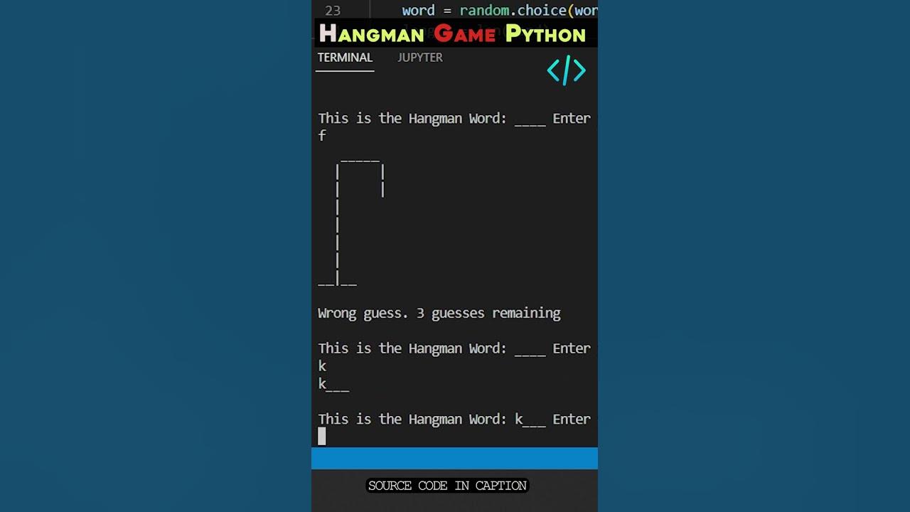 Hangman Game Using Pythonprogramming Coding Webdevelopment Python Youtube