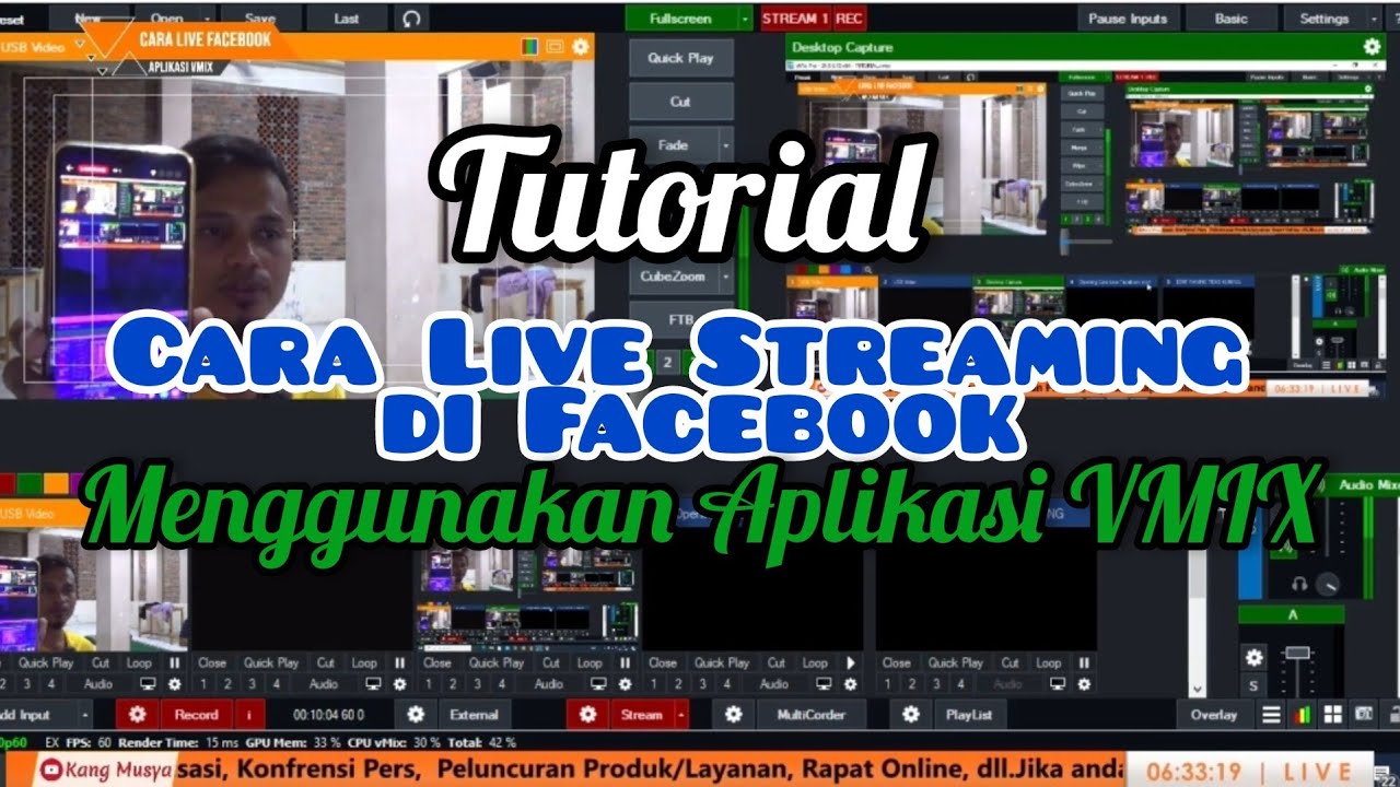 CARA LIVE STREAMING DI FACEBOOK MENGGUNAKAN APLIKASI VMIX - YouTube