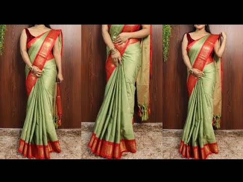 Perfect pleat silk saree draping easy steps | draping saree | how to ...