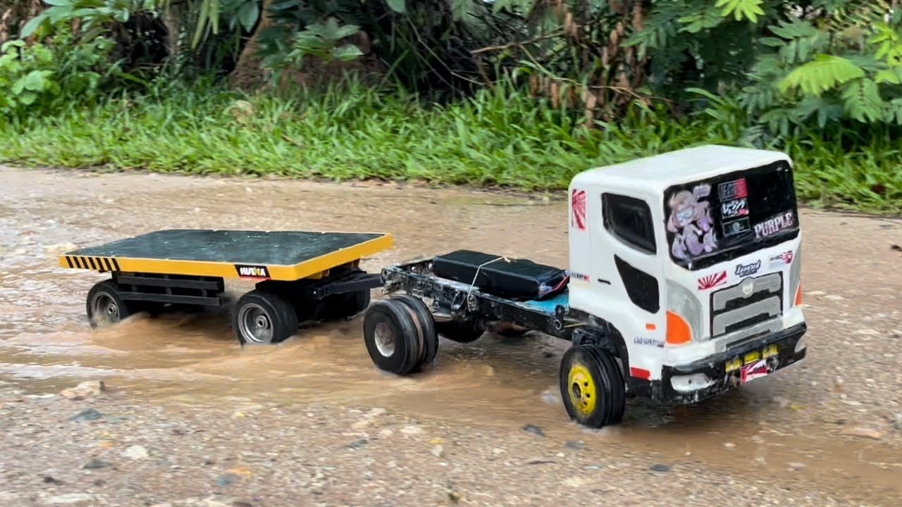 Rc trucks drive across the dirt road.Remote Control Car. - YouTube
