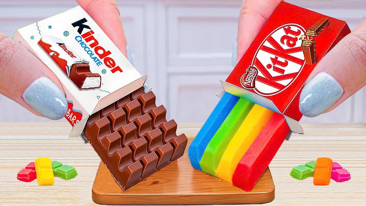 Sweet Chocolate Cake Recipe Using Rainbow KitKat & Rainbow Kinder🍫Viral ...