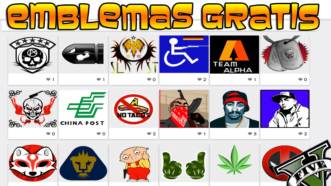 GTA V - COLOCAR EMBLEMAS NO SEU COMANDO/CREW GRATIS EMBLEMAS TOPs ...