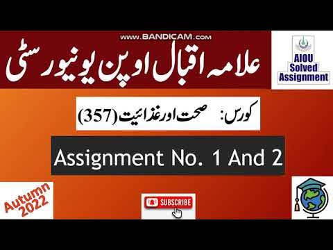 AIOU Code 357 Solved Assignment No.1 & 2 Autumn 2022 || Subject: Health & Nutriti | Level: FA/ I ...