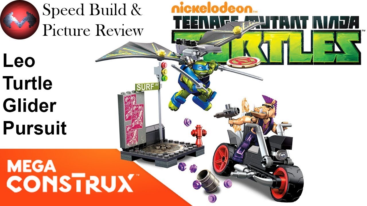 TMNT - Leo Turtle Glider Pursuit - Mega Construx Unboxing, Speed Build ...