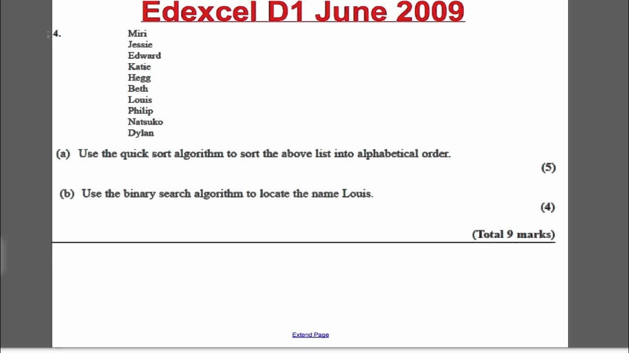 Binary Search Algorithm (Exam Qs 4) D1 EDEXCEL A-Level - YouTube